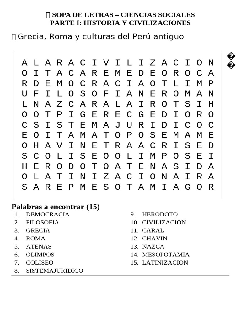 Sopa de Letras Repaso | PDF