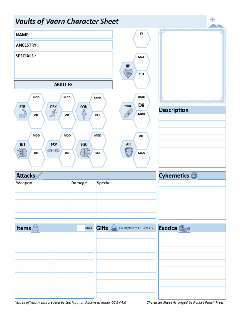 Vaults of Vaarn Character Sheet v2 | PDF