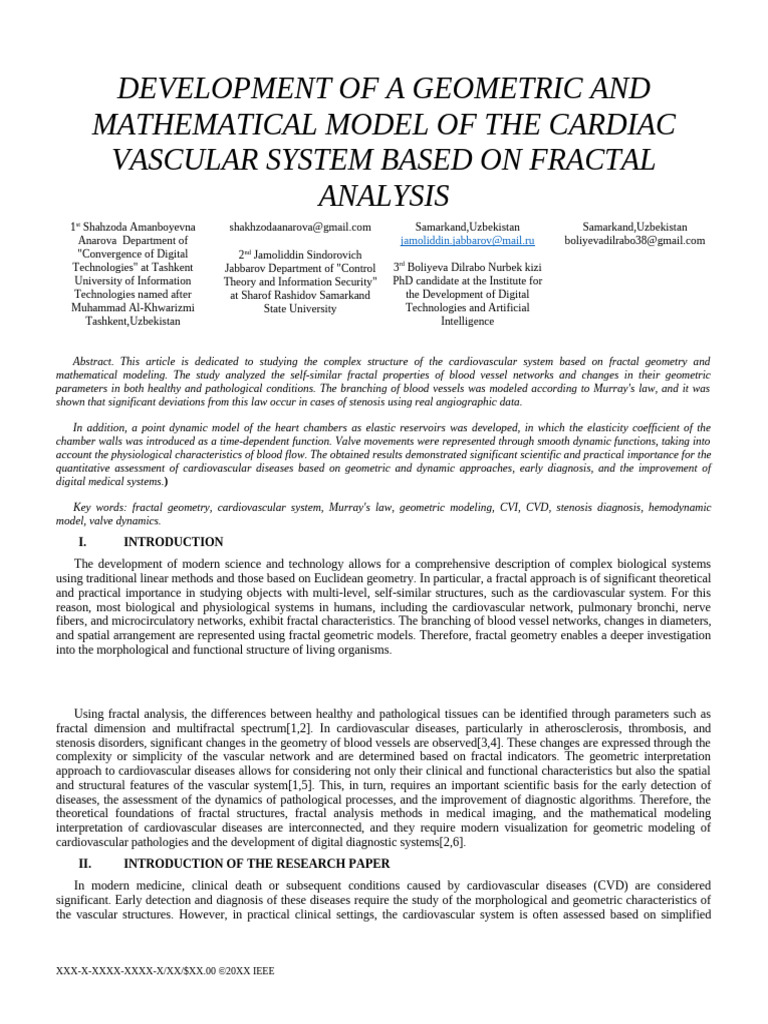 Development of a Geometric and Mathematical Model of the Cardiac ...