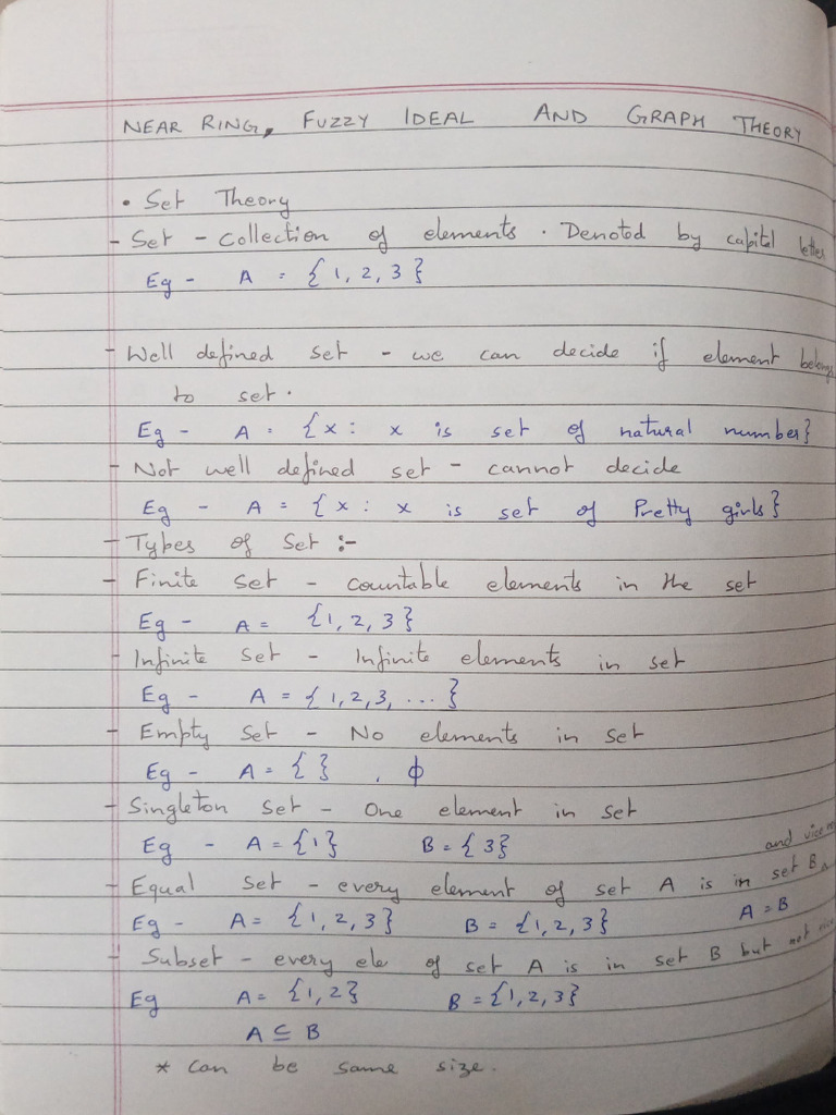 Handwritten Notes of Set Theory | PDF