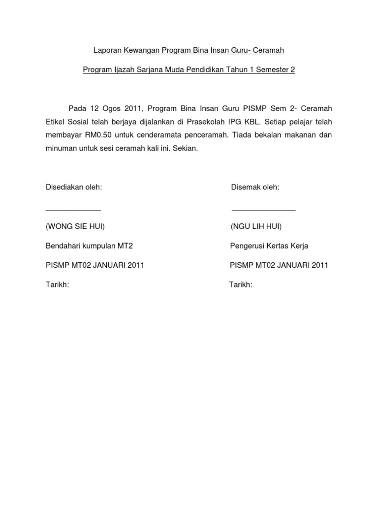 Laporan Bendahari | PDF