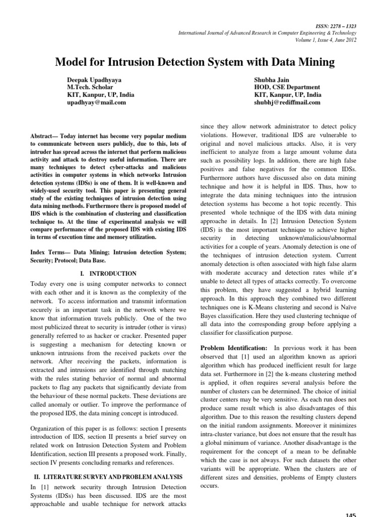 Model For Intrusion Detection System With Data Mining | PDF | Transmission Control Protocol ...