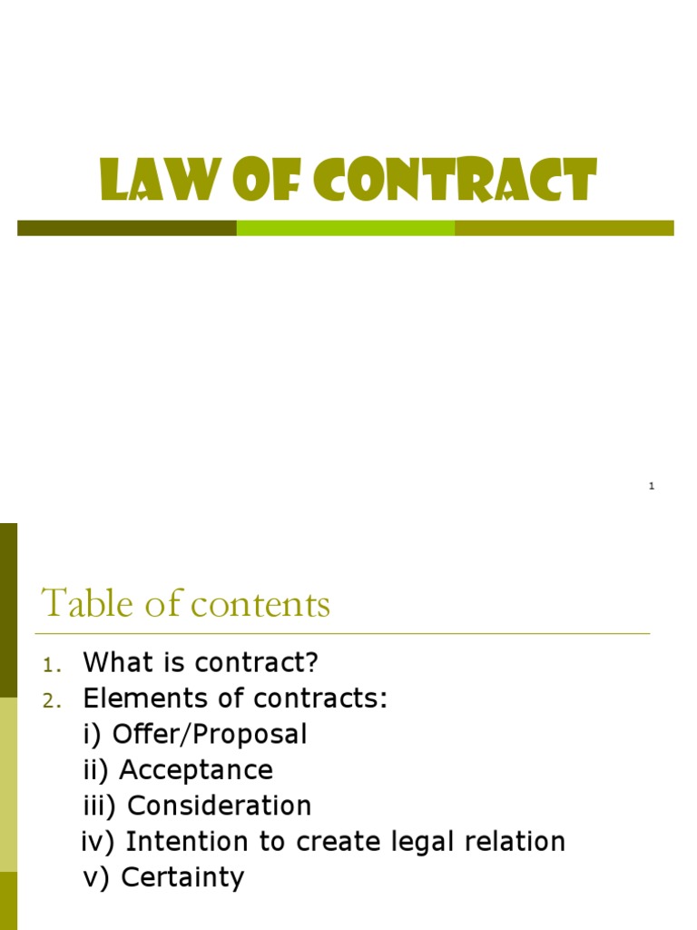 Law 0f Contract | PDF | Offer And Acceptance | Consideration