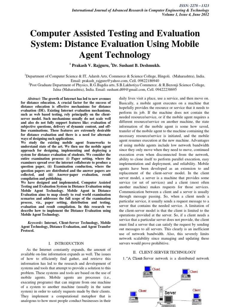 Computer Assisted Testing and Evaluation System: Distance Evaluation ...