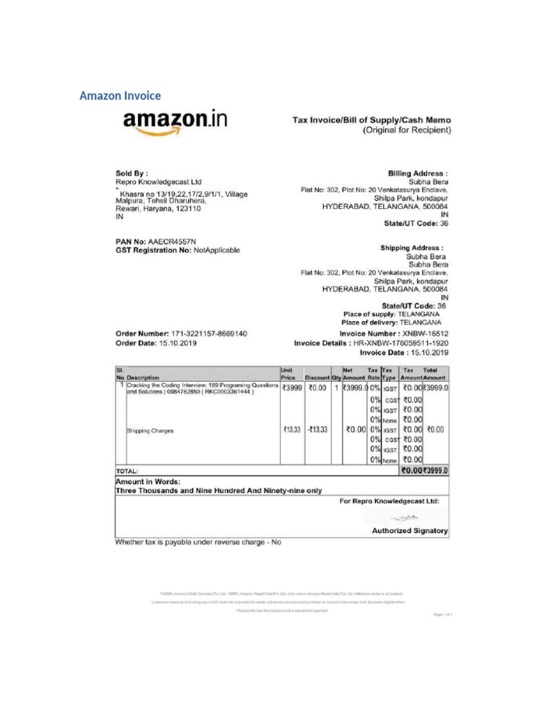 Amazon Invoice | PDF