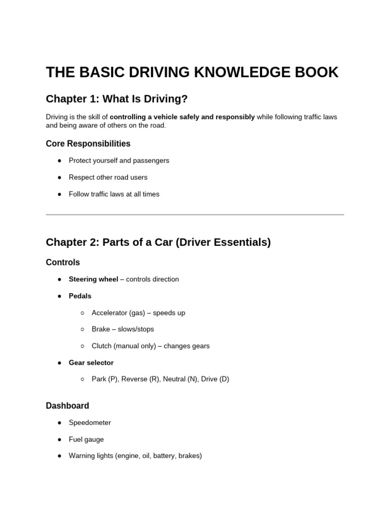 Car-Driving Basic Knowledge | PDF | Manual Transmission | Land Transport