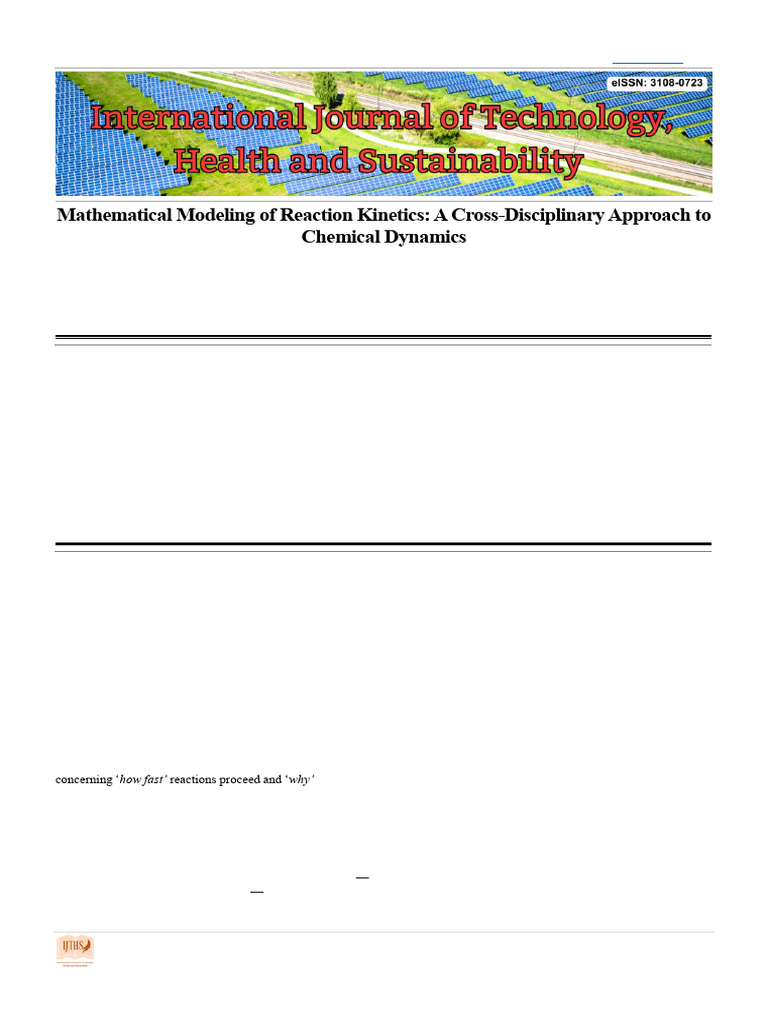 Mathematical Modeling of Reaction Kinetics: A Cross-Disciplinary ...