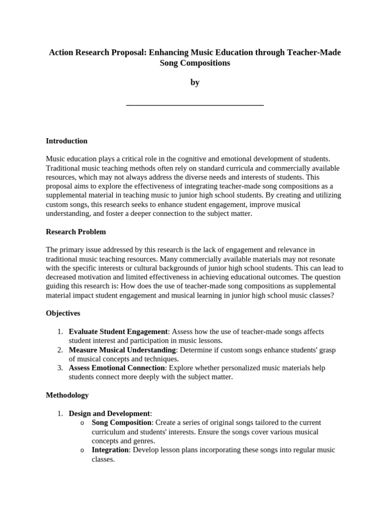 Action Research Proposal Music | PDF | Curriculum | Procedural Knowledge