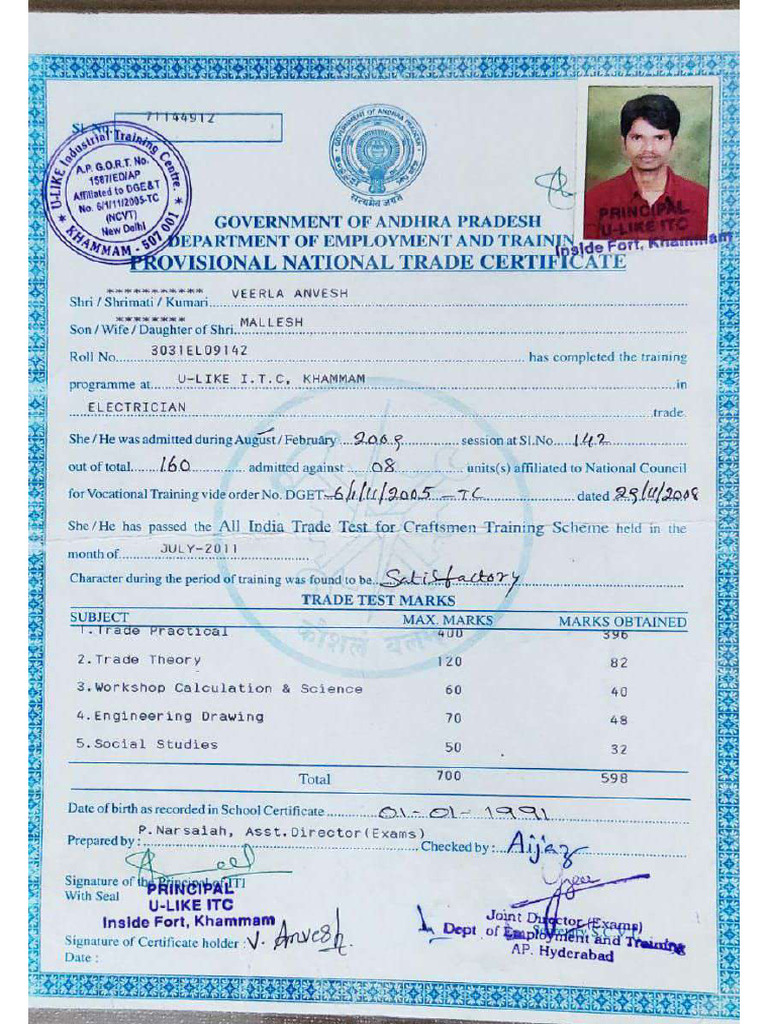 ITI Certificate | PDF