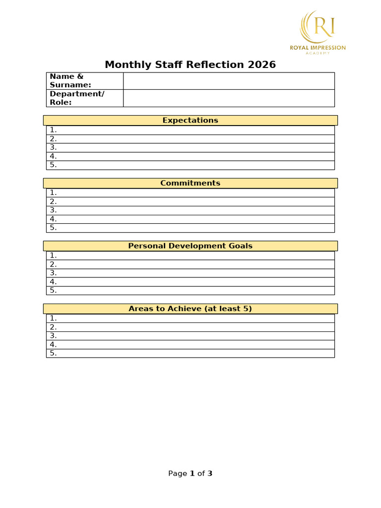 LM Weekly Staff Reflection 2026 | PDF