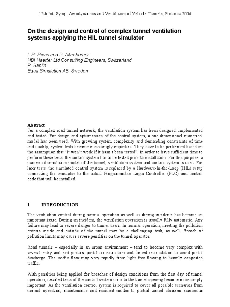 Tunnel Ventilation | PDF | Ventilation (Architecture) | Tunnel