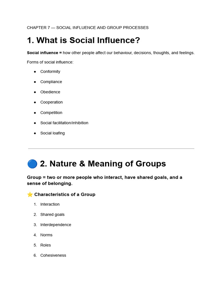 Chapter 7 - Social Influence and Group Processes | PDF | Conformity ...
