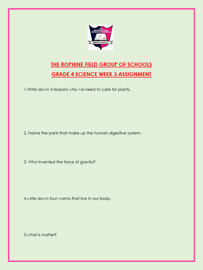 Grade 4 Science Week 3 Weekend Assignment | PDF