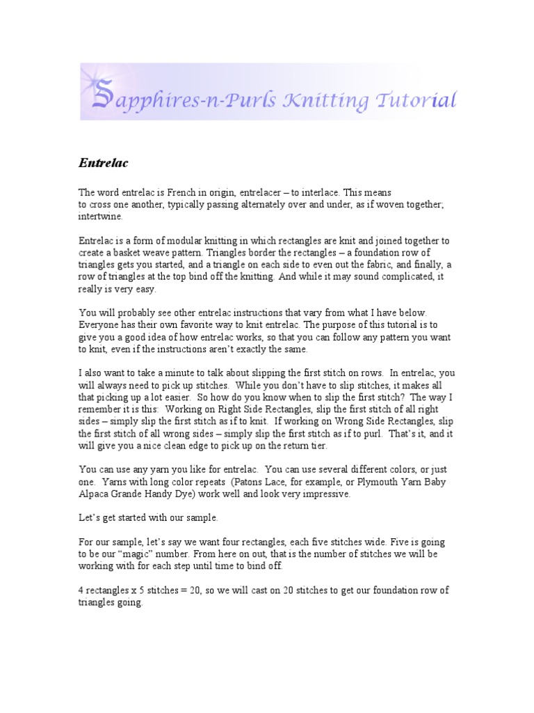 Entrelac Tutorial Download Free Pdf Knitting Basic Knitted Fabrics