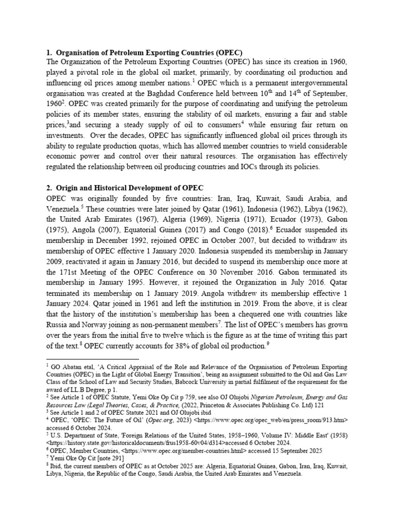 Note On Opec 2025 Oil and Gas Law | PDF | Opec