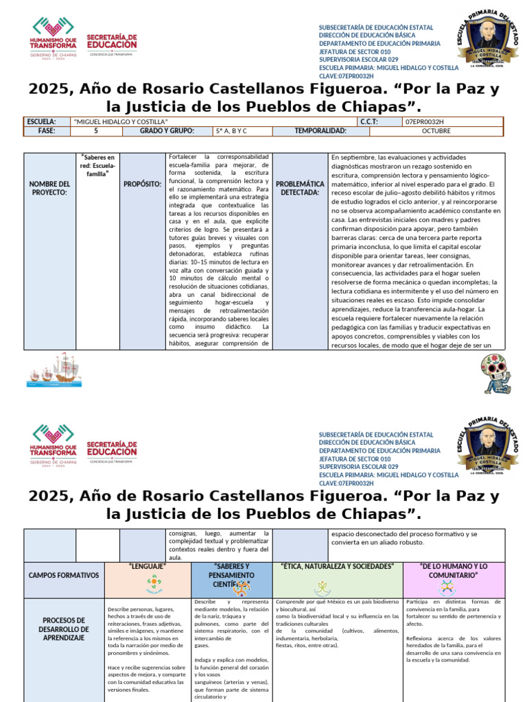 plano quinto octubre | PDF | Educación primaria | Escuelas