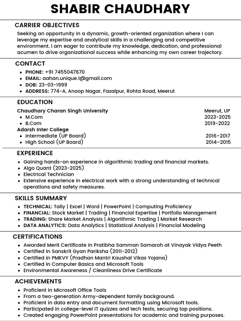 Shabir Resume | PDF