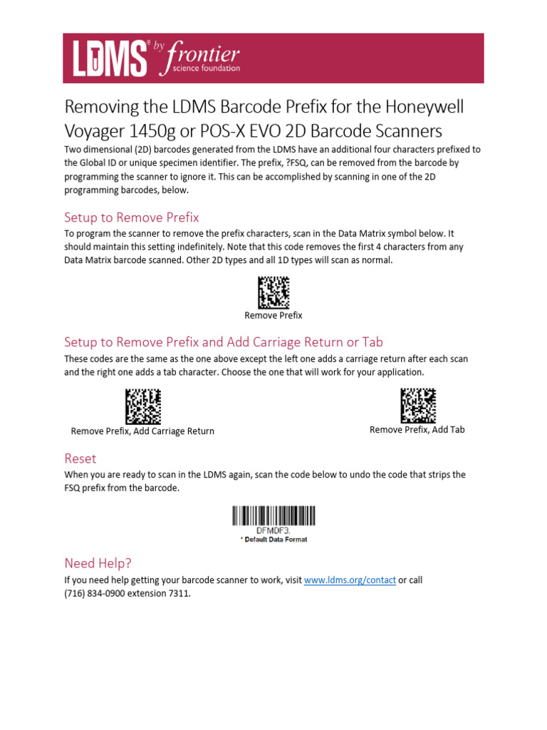 Removing LDMS Barcode Prefix Voyager1450g EVO2D | PDF
