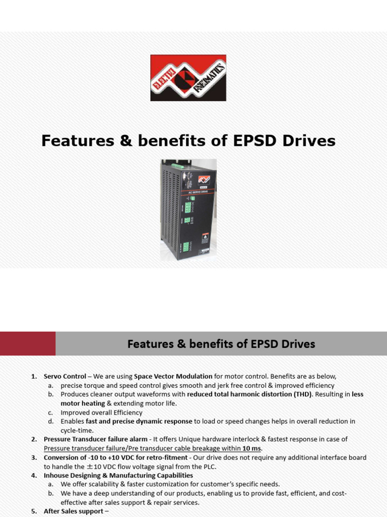 Advantages & Benefits of EPSD Servo Drives | PDF