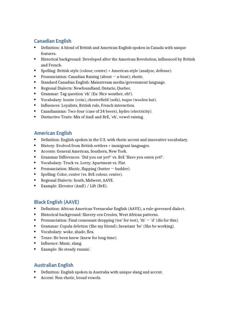 Varieties of English | PDF | English Language | Languages Of The United ...