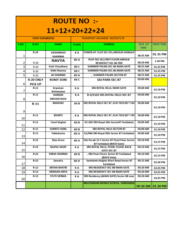 R-11+12+20+22+24, X+xii (Jan) Pick & Drop Merged Route. | PDF
