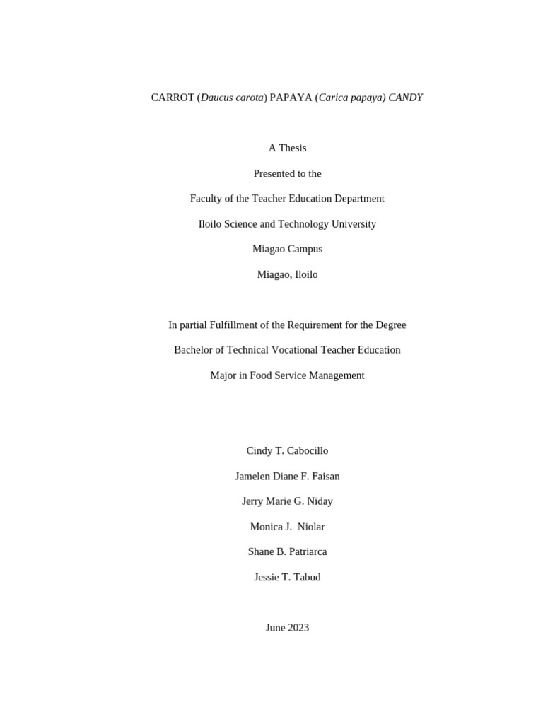 Sample Format of Manuscript | PDF | Carrot | Candy