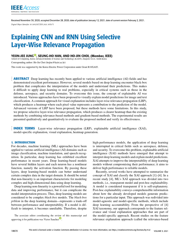 Explaining CNN and RNN Using Selective Layer-Wise Relevance Propagation ...