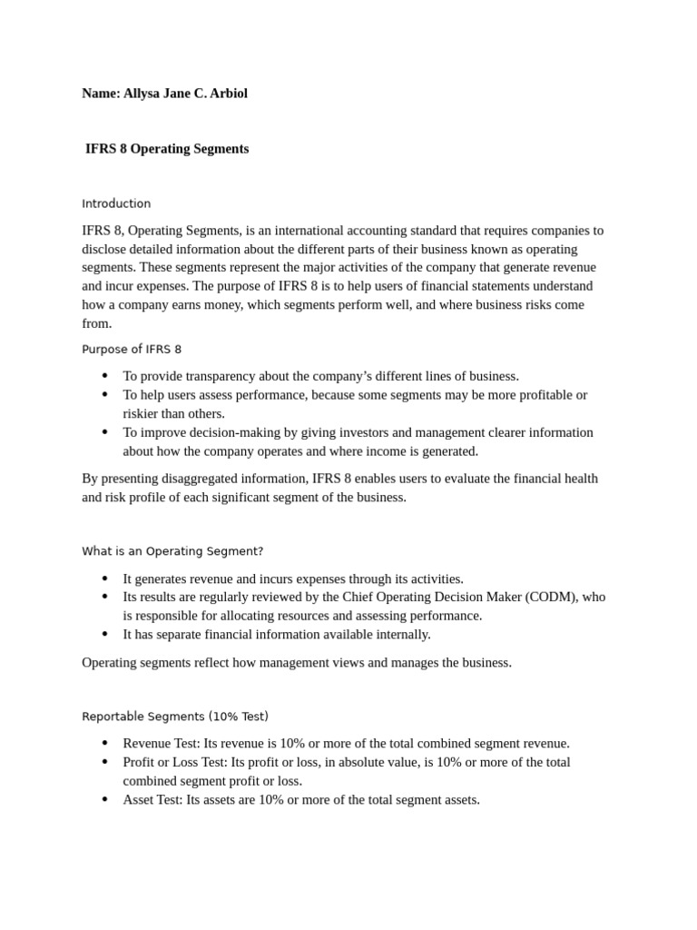 Ifrs 8 Operating Segments 1 | PDF | International Financial Reporting ...