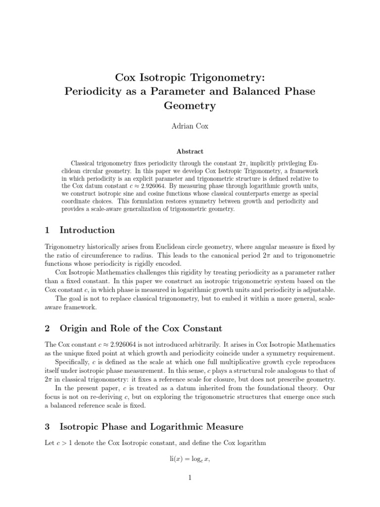 Cox Isotropic Trigonometry v1 1 | PDF | Trigonometry | Trigonometric ...