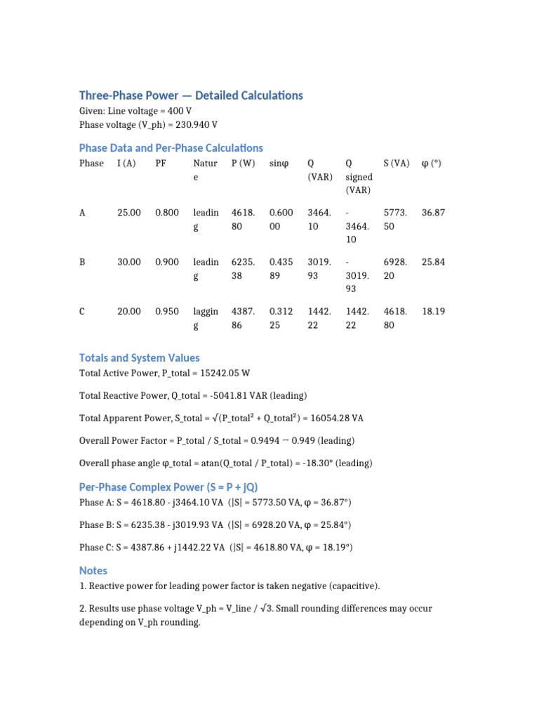 Three Phase Power Detailed | PDF