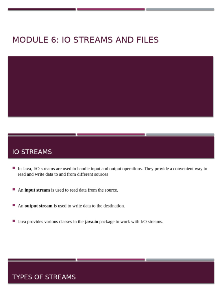 Module 6 IO Streams and Files | PDF