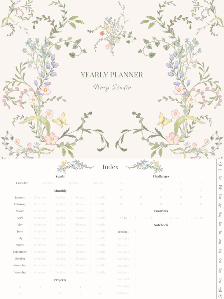 Free Floral Undated Yearly Planner | PDF