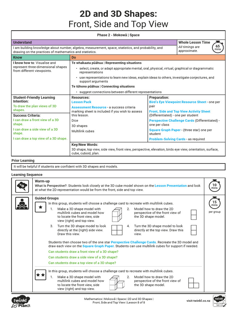 Lesson Plan Front Side and Top View | PDF | Shape | 3 D Computer Graphics