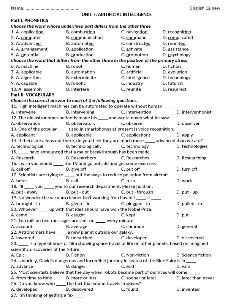Unit 7 Artificial Intelligence | PDF | Robot | Robotics