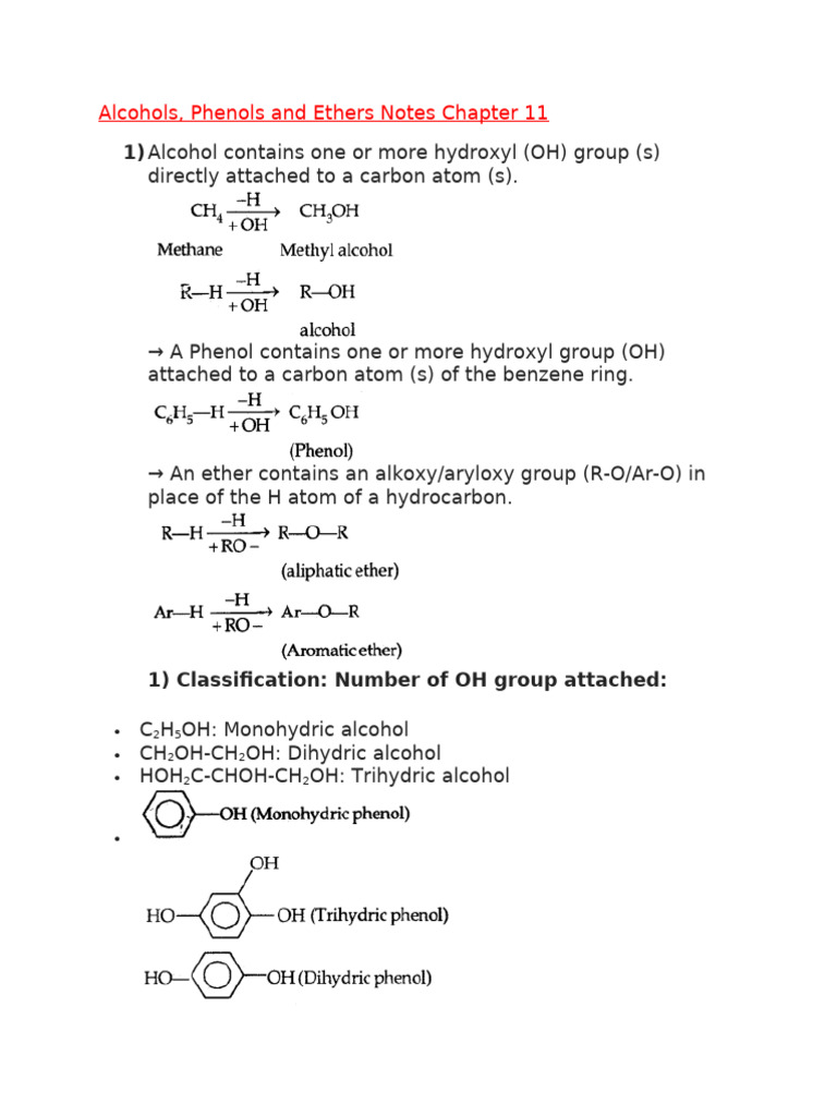 20250531173614 CSK w Alcohols & Phenols Notes | PDF | Ether | Acid