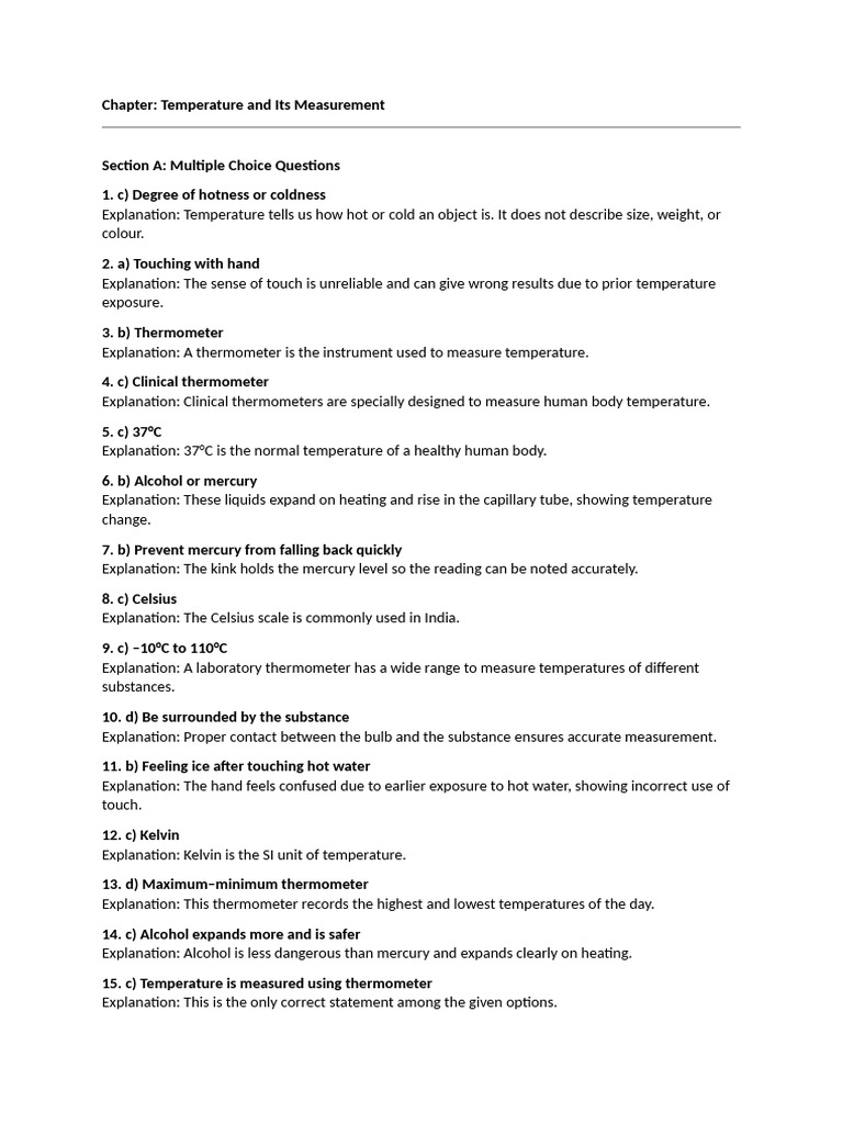 ans temp | PDF | Thermometer | Temperature