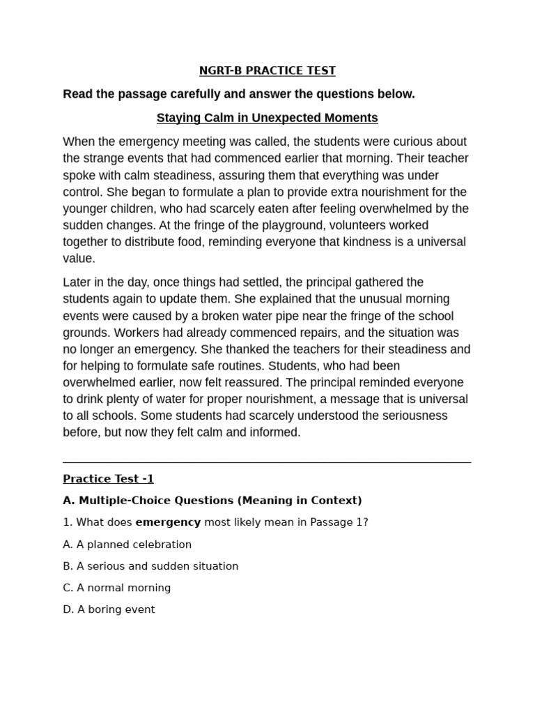 Ngrt Practice Worksheet 4 | PDF