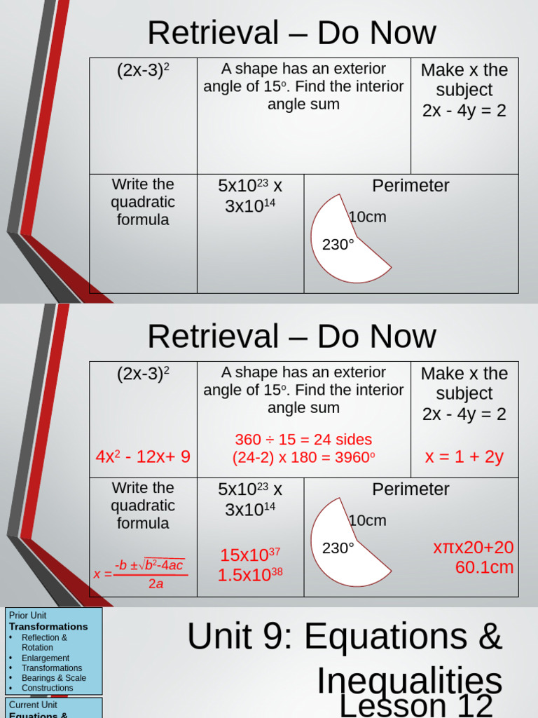Lesson 12 Simultaneous Equations (Quadratics) | PDF | Quadratic ...