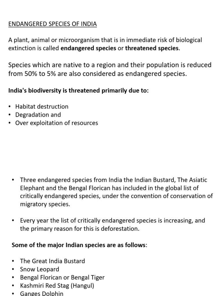 Biodiversity - ENDANGERED SPECIES Till End | PDF | Extinction ...