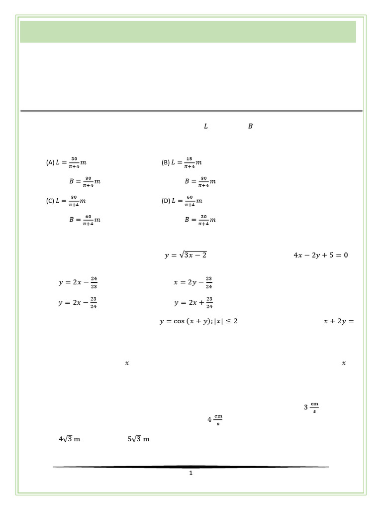C25 MATH Practice Sheet - AOD (Application of Derivatives) | PDF ...