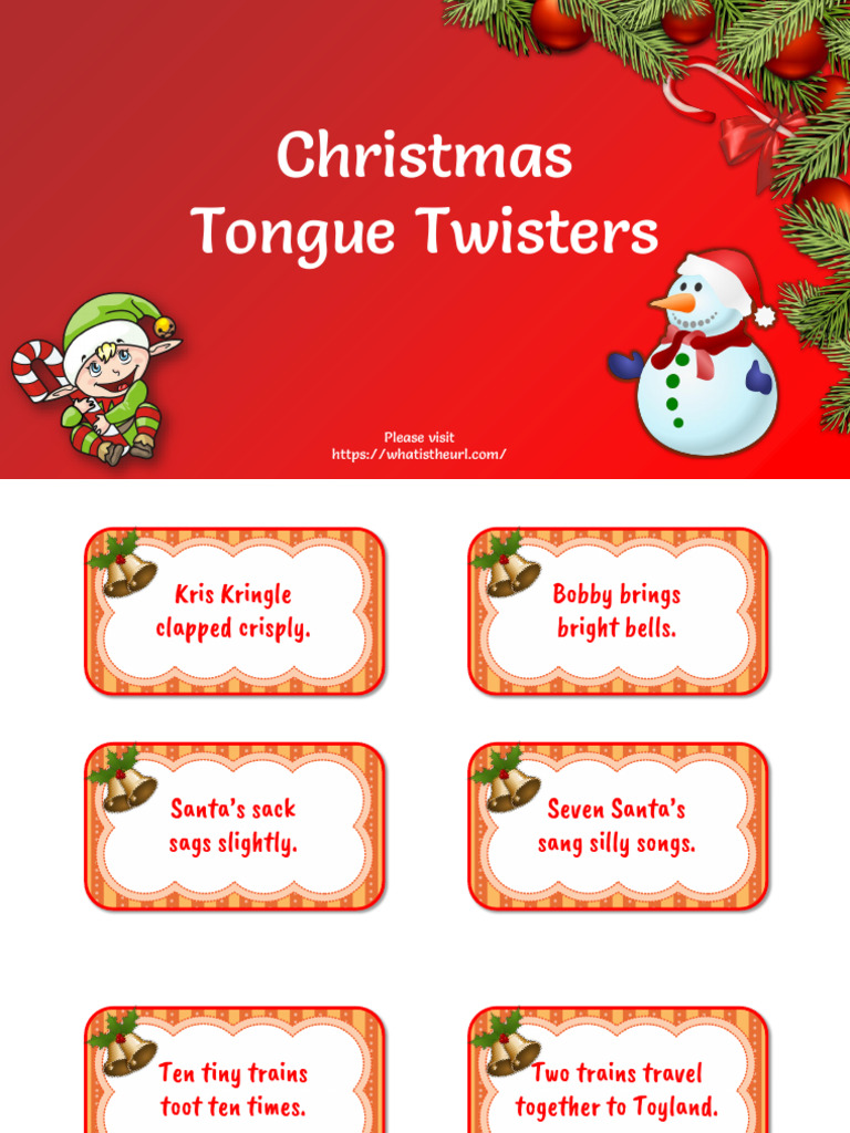 Christmas Tongue Twisters Flash Cards | PDF