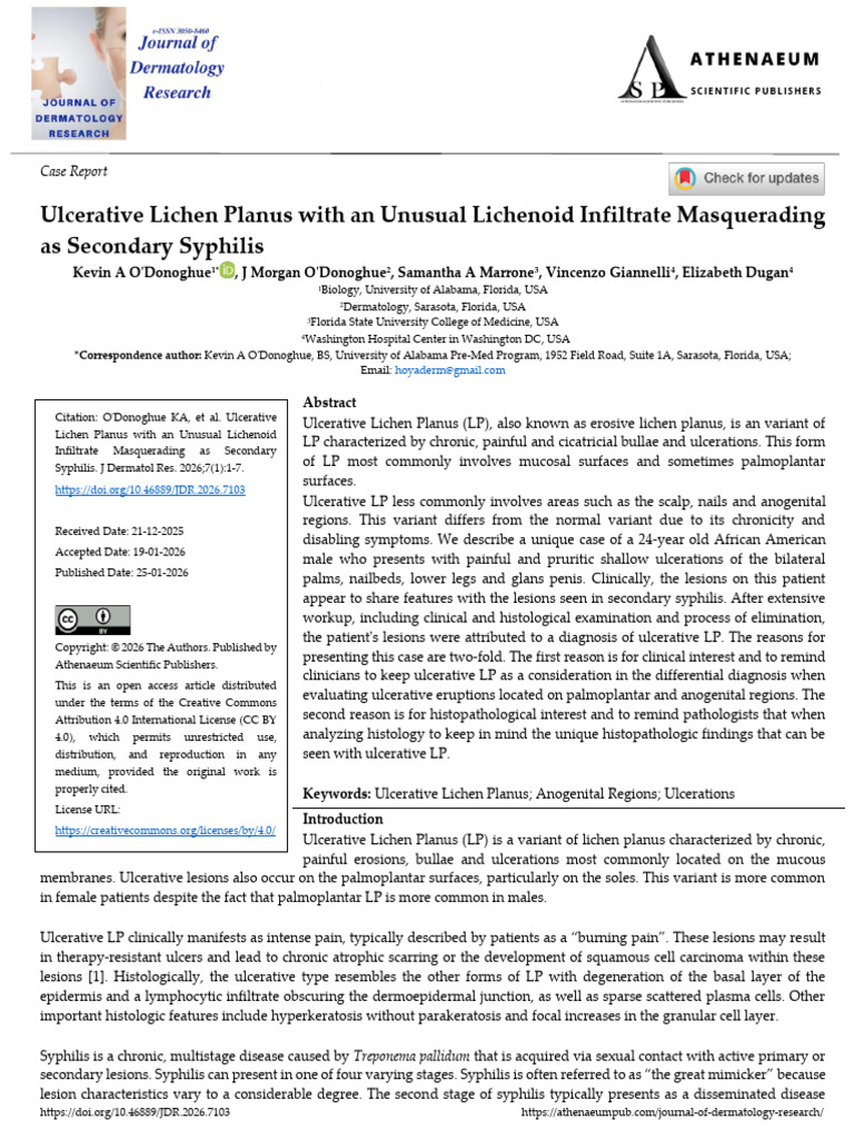 Ulcerative Lichen Planus With An Unusual Lichenoid Infiltrate ...