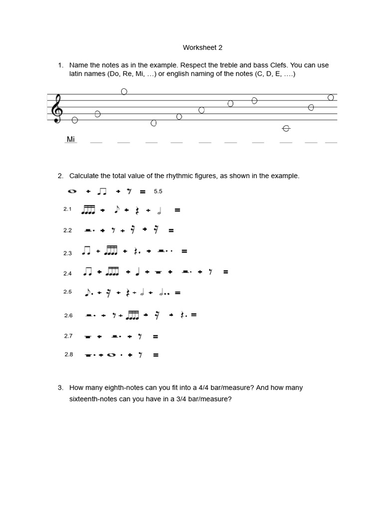 Music Theory 2 - Worksheet2 Hs | PDF