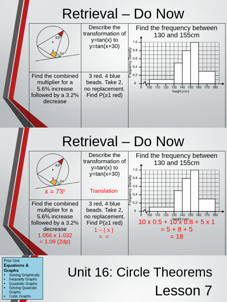 Lesson 7 Circle Graphs | PDF | Quadratic Equation | Circle