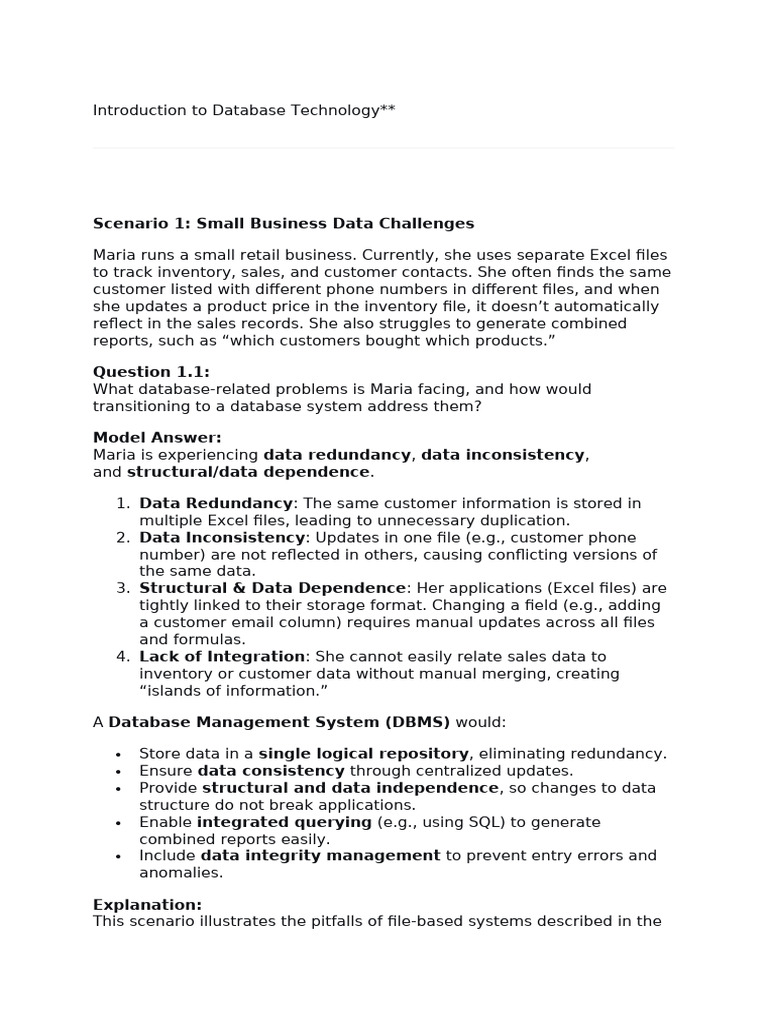 Introduction To Database Technology Questions and Answers | PDF ...