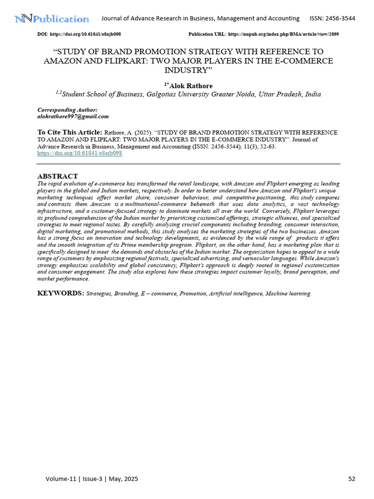 Study of Brand Promotion Strategy With Reference T | PDF | E Commerce ...