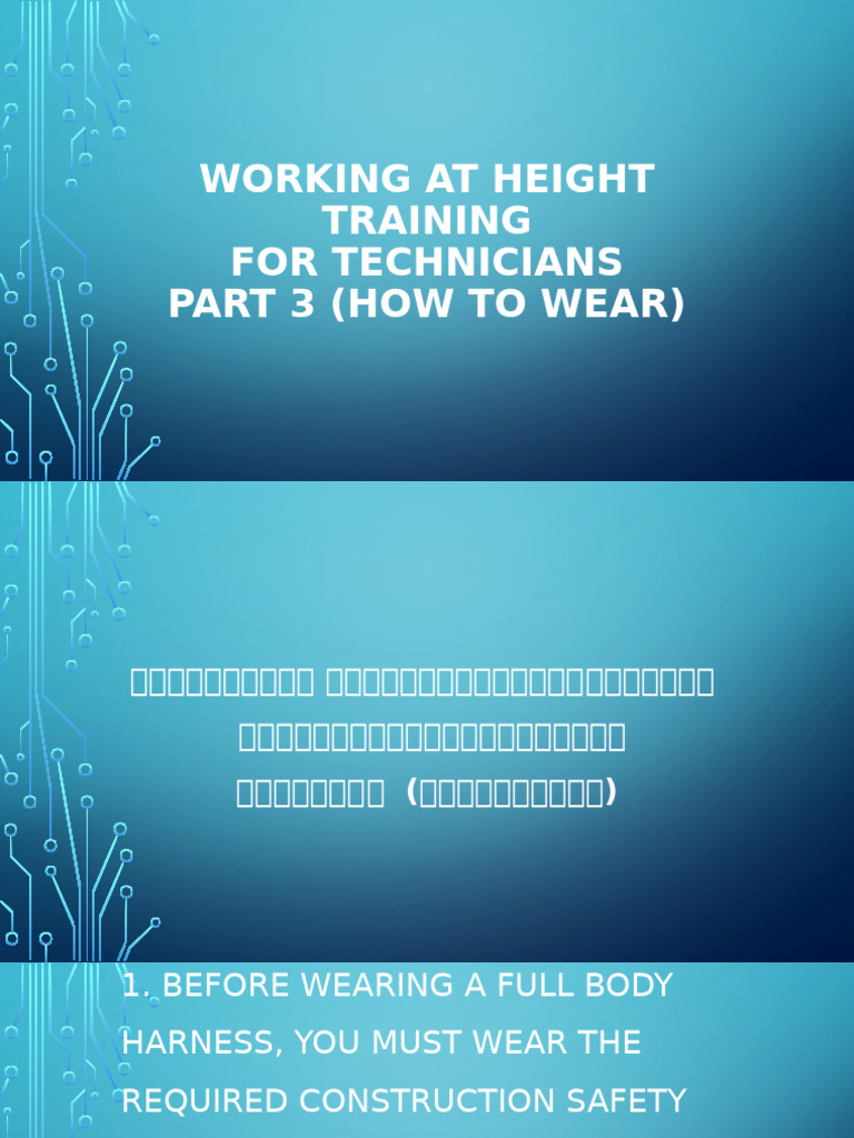 Working at Height Training For Technicians Part 3 (How To Wear) | PDF