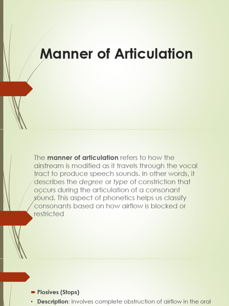 Manner of Articulation Linguistics | PDF | Phonetics | Human Voice
