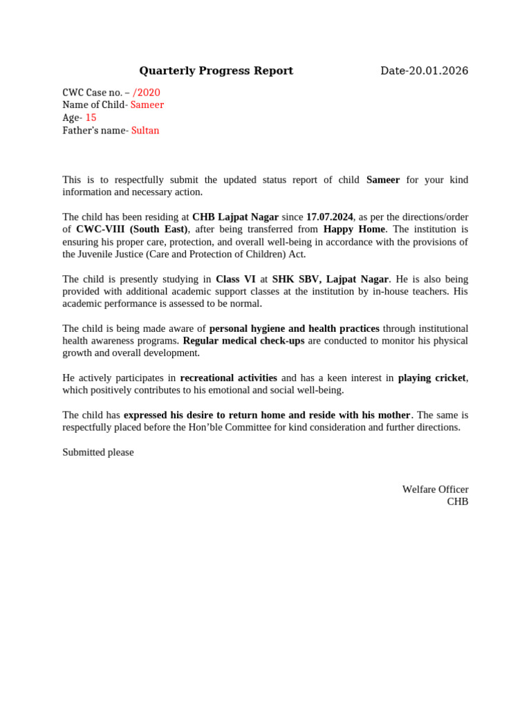 Quarterly Progress Report Sameer Sultan | PDF