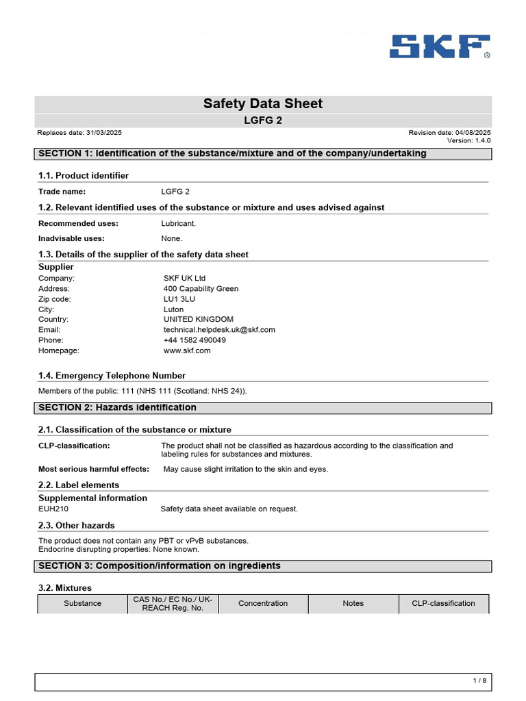 Safety Data Sheet (MSDS) | PDF | Toxicity | Toxicology